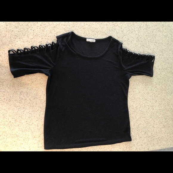 Tops | Black Retrology Shirt Lattice Sleeves | Poshmark